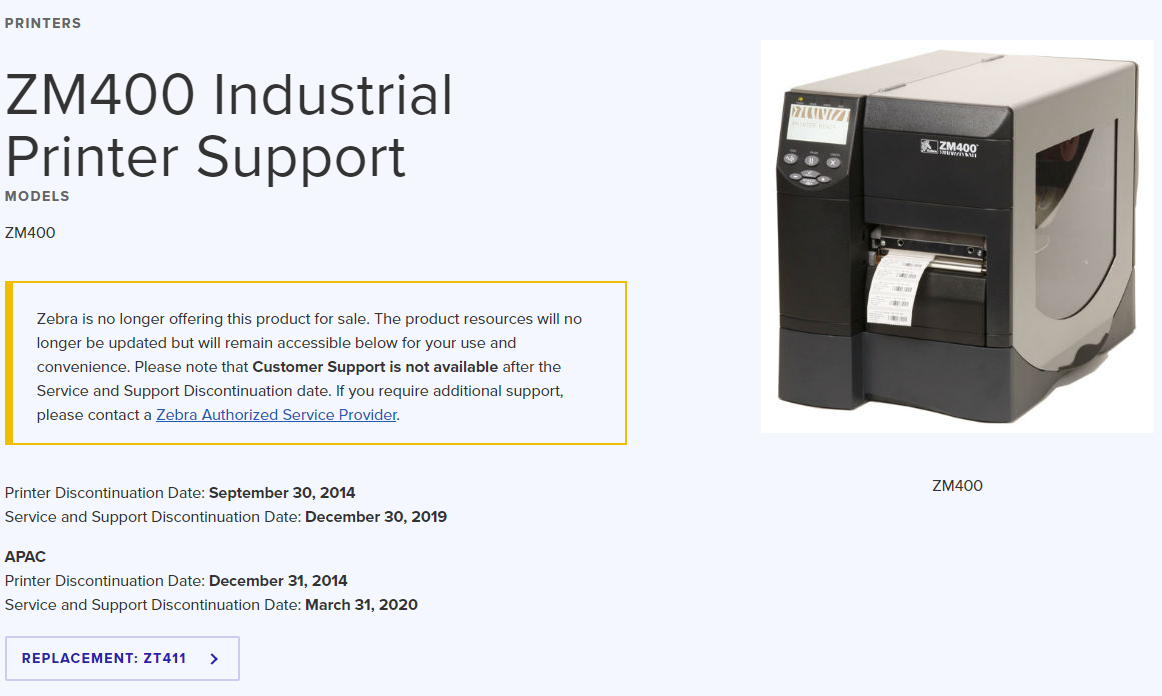 Searching for Zebra Products End of Service And Support Dates