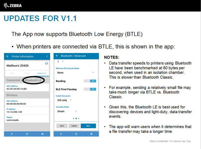 Zebra Bluetooth 4.0 Support - LE Bluetooth