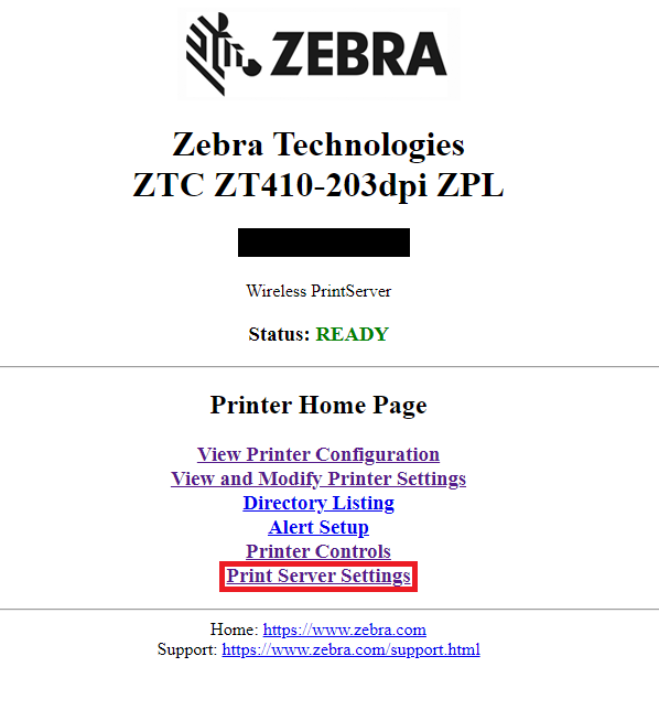 Changing the Printer Password From ZebraNet Print Server Web Page
