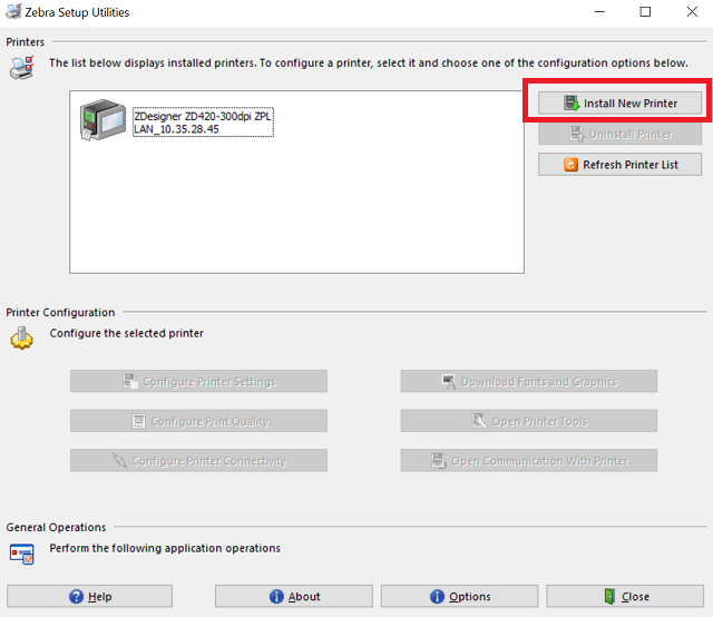 Zebra Status Monitor Installation