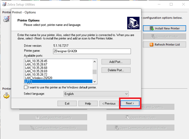 Zebra Status Monitor Installation