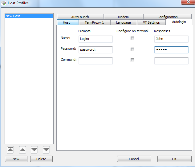 Login automático do host Wavelink VT