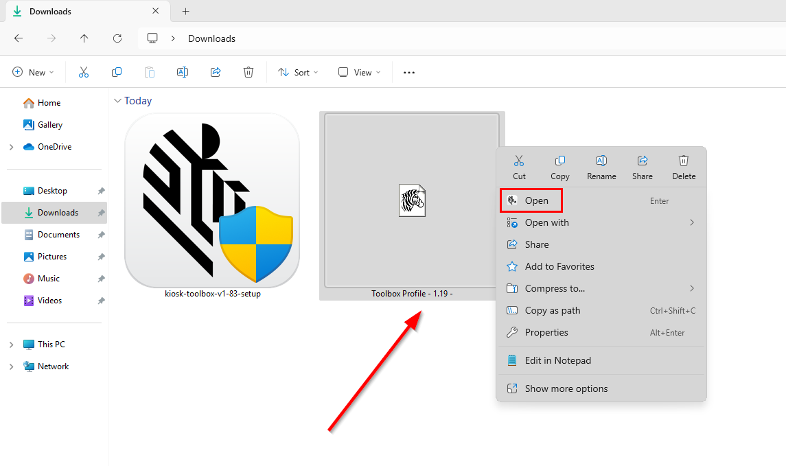 Installieren Sie die Zebra Toolbox und importieren Sie ein Profil