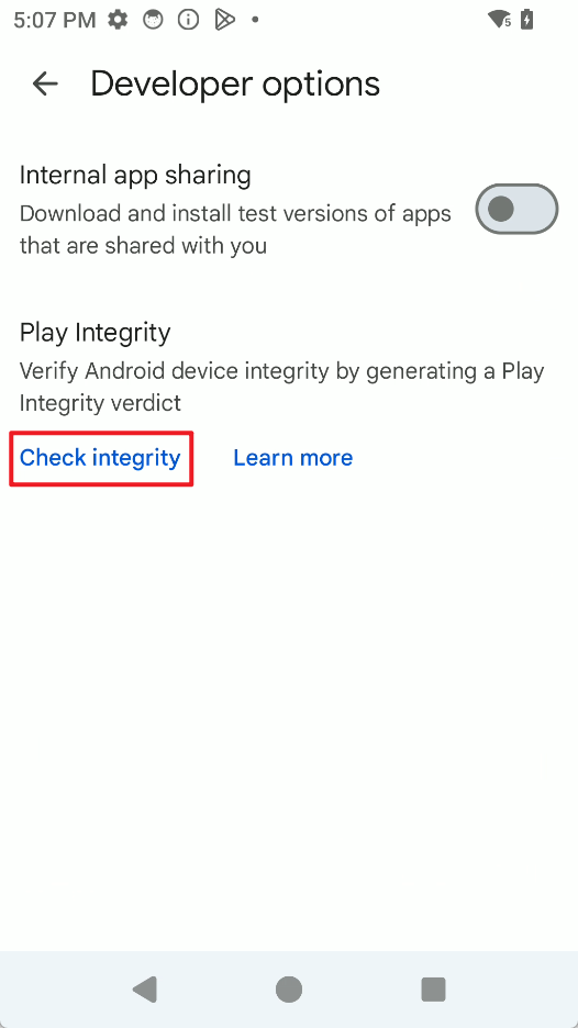 Check Integrity from Google Play Store